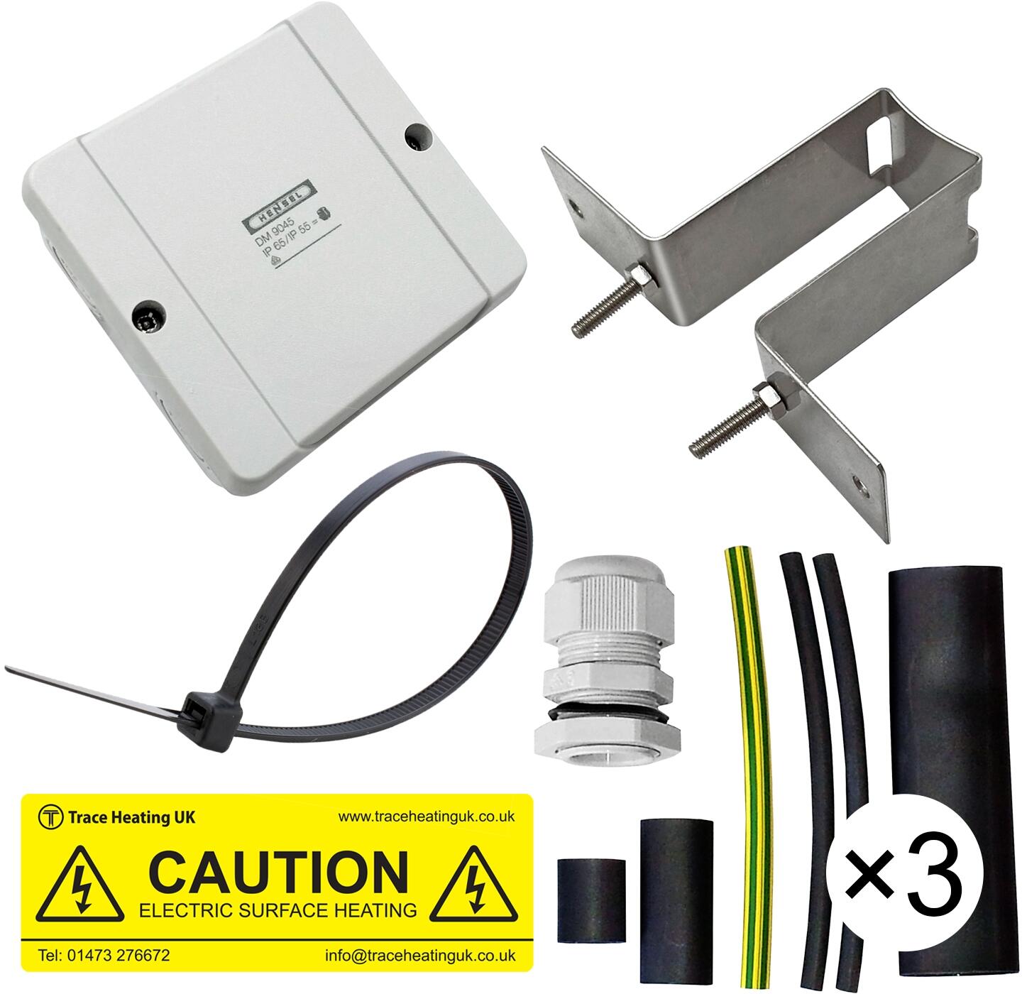 Tee Connection Kit - 3 Terms Junction Box, Bracket & Warning Label ...